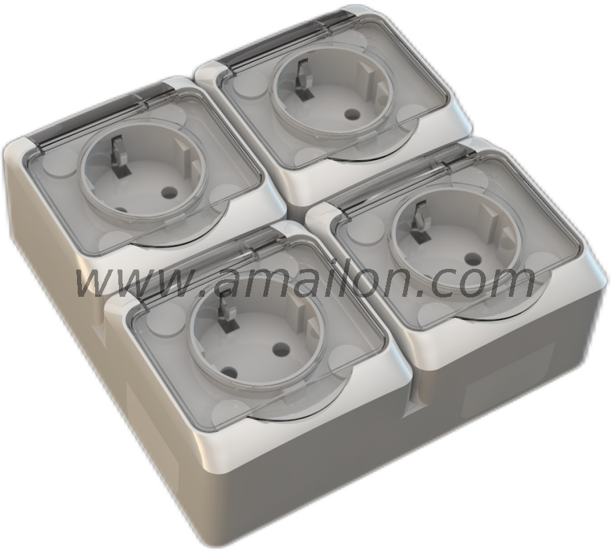 4 Gang IP54 WaterProof 2P+E germany Power Socket Outlet - Buy IP54 ...